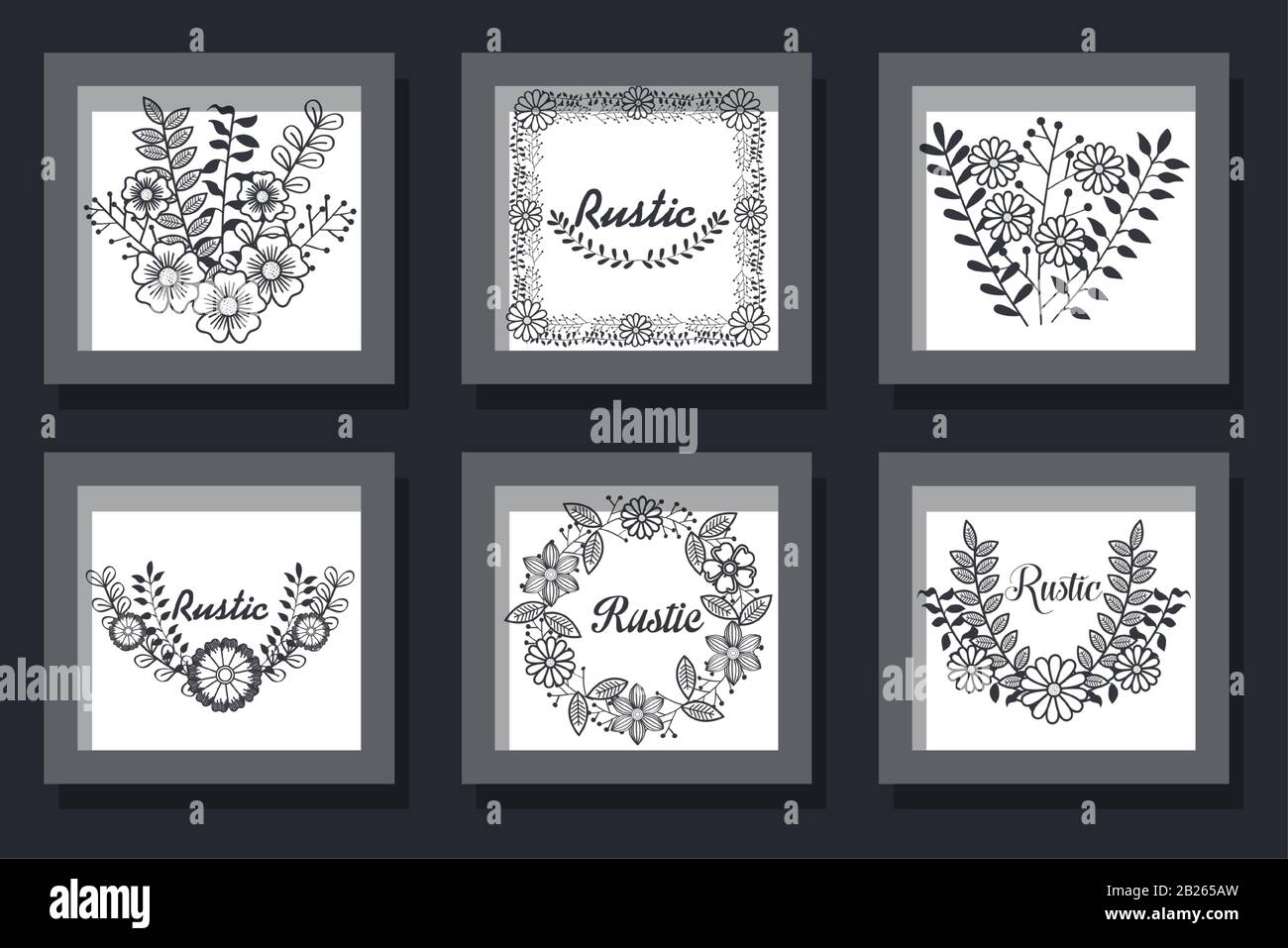 bundle designs of rustic flowers decoration Stock Vector Image & Art ...