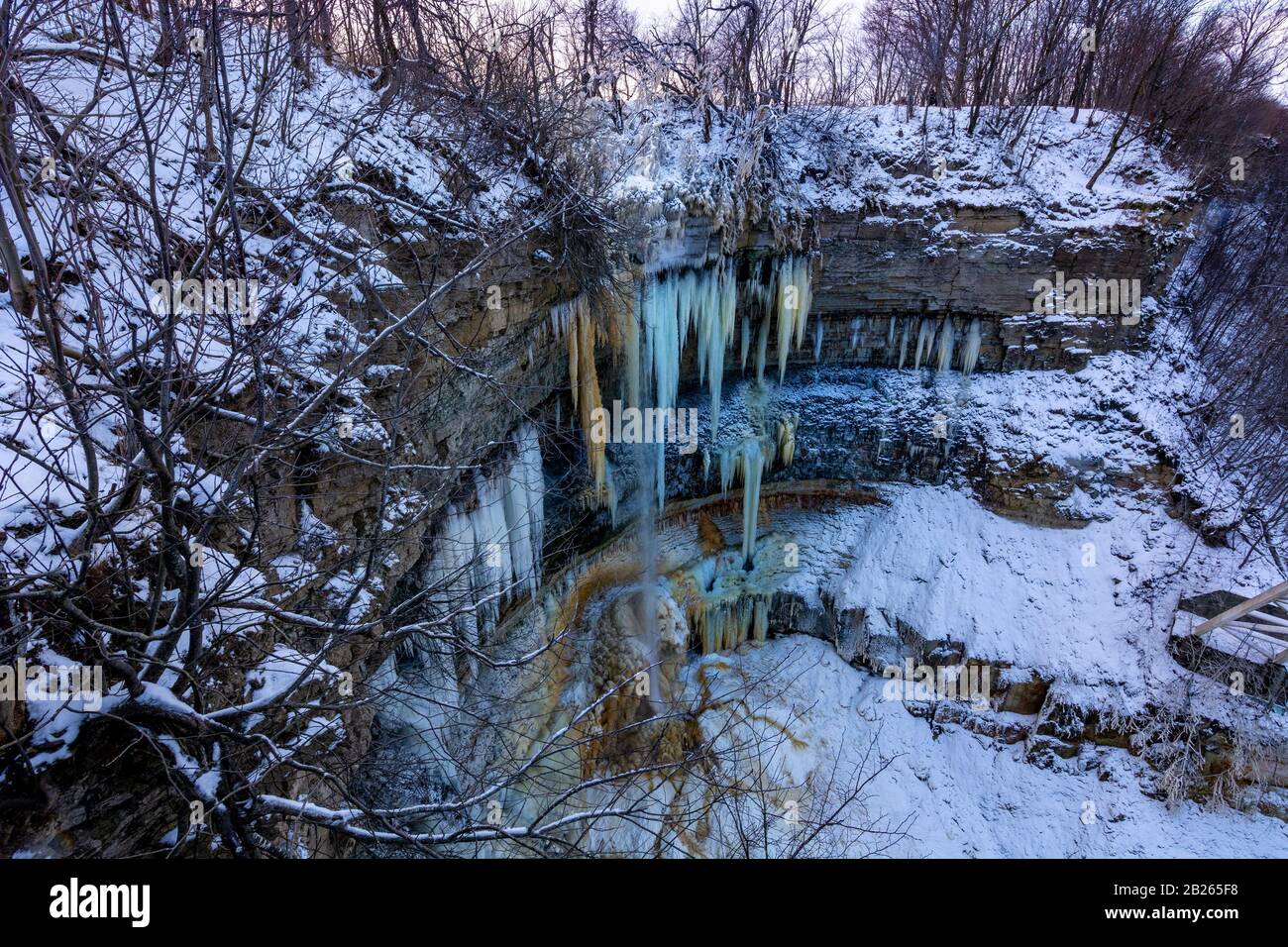 Frozen Valaste Waterfall Stock Photo - Alamy