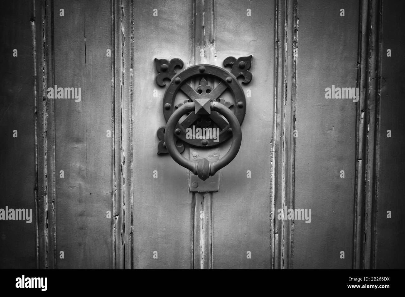 Aged wooden door lock, construction Stock Photo - Alamy