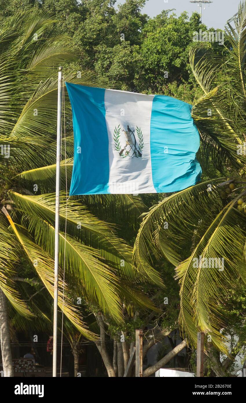 Guatemala, Puerto Quetzal, flag Stock Photo - Alamy