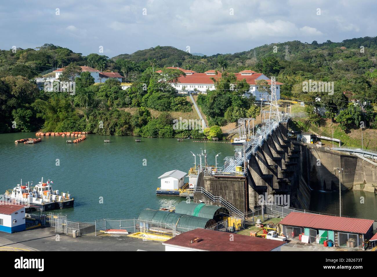 Panama, Panama Canal, Miraflores Lake dam Stock Photo - Alamy