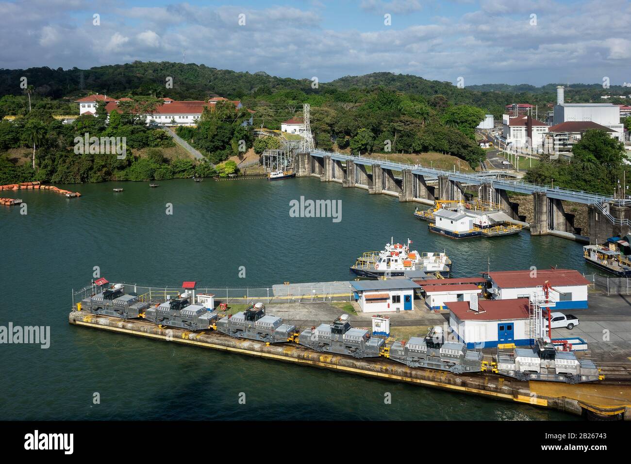 Panama, Panama Canal, Miraflores Lake dam Stock Photo - Alamy