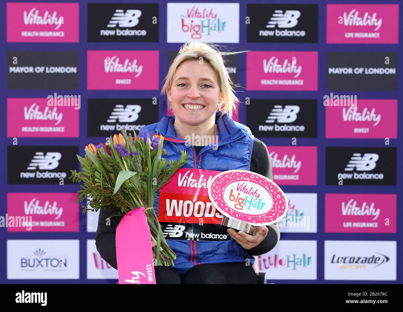 Winners of Women's Wheelchair races Shelly Woods during the Vitality ...