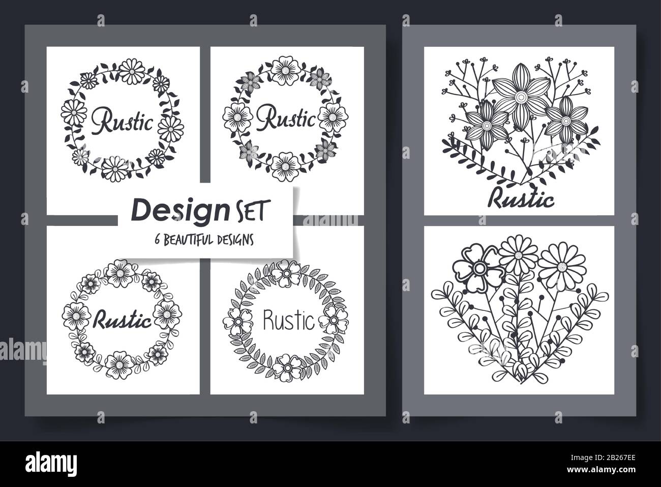 six designs of rustic decoration flowers Stock Vector Image & Art - Alamy