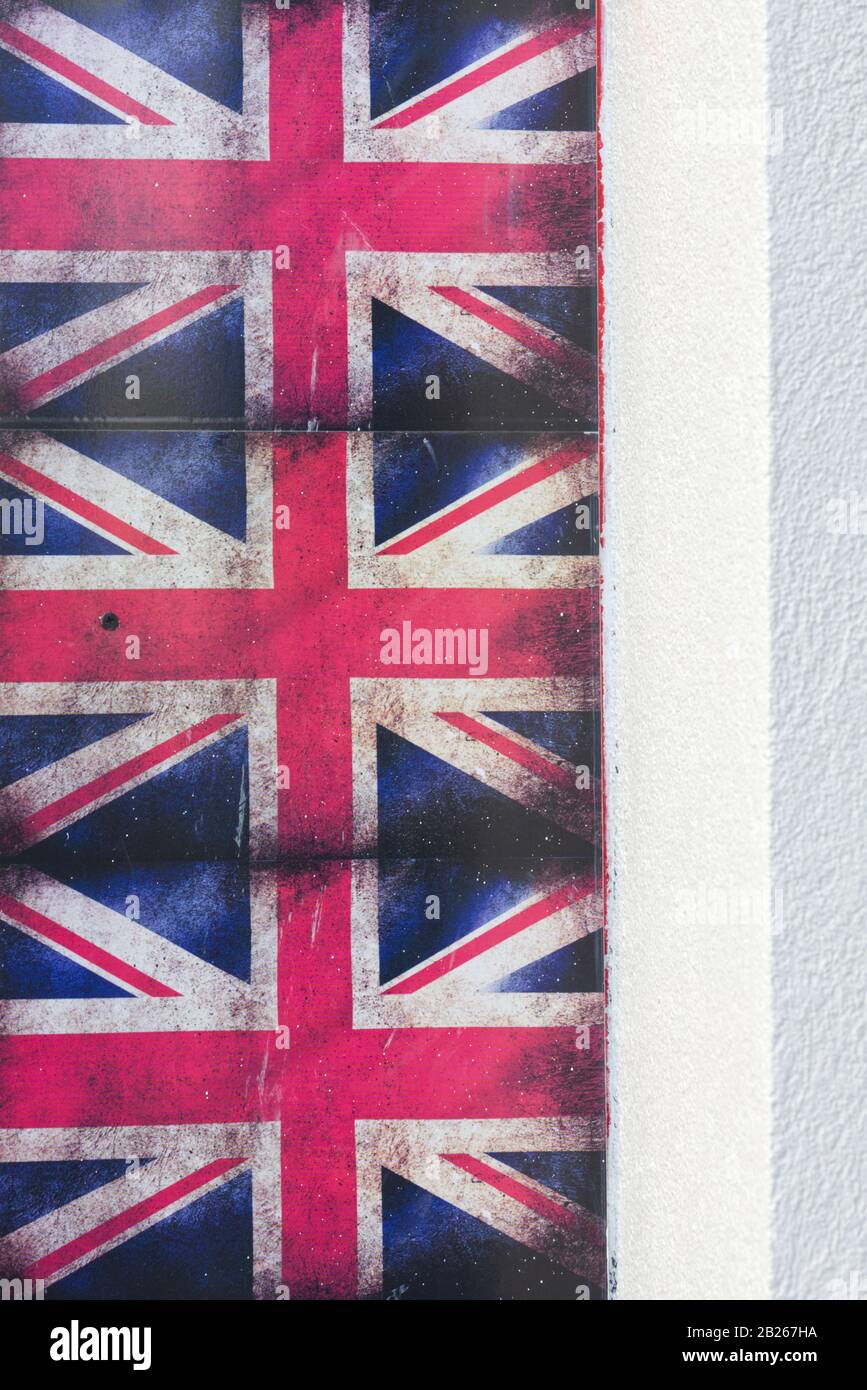 vintage Union jacks flags on a wall Stock Photo - Alamy
