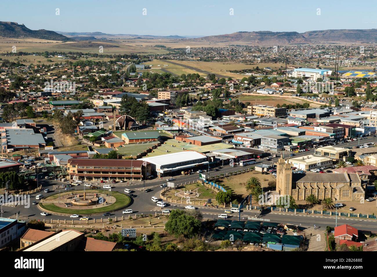 Cityscape with Roman Catholic Cathedral, , Maseru, Lesotho Stock Photo ...