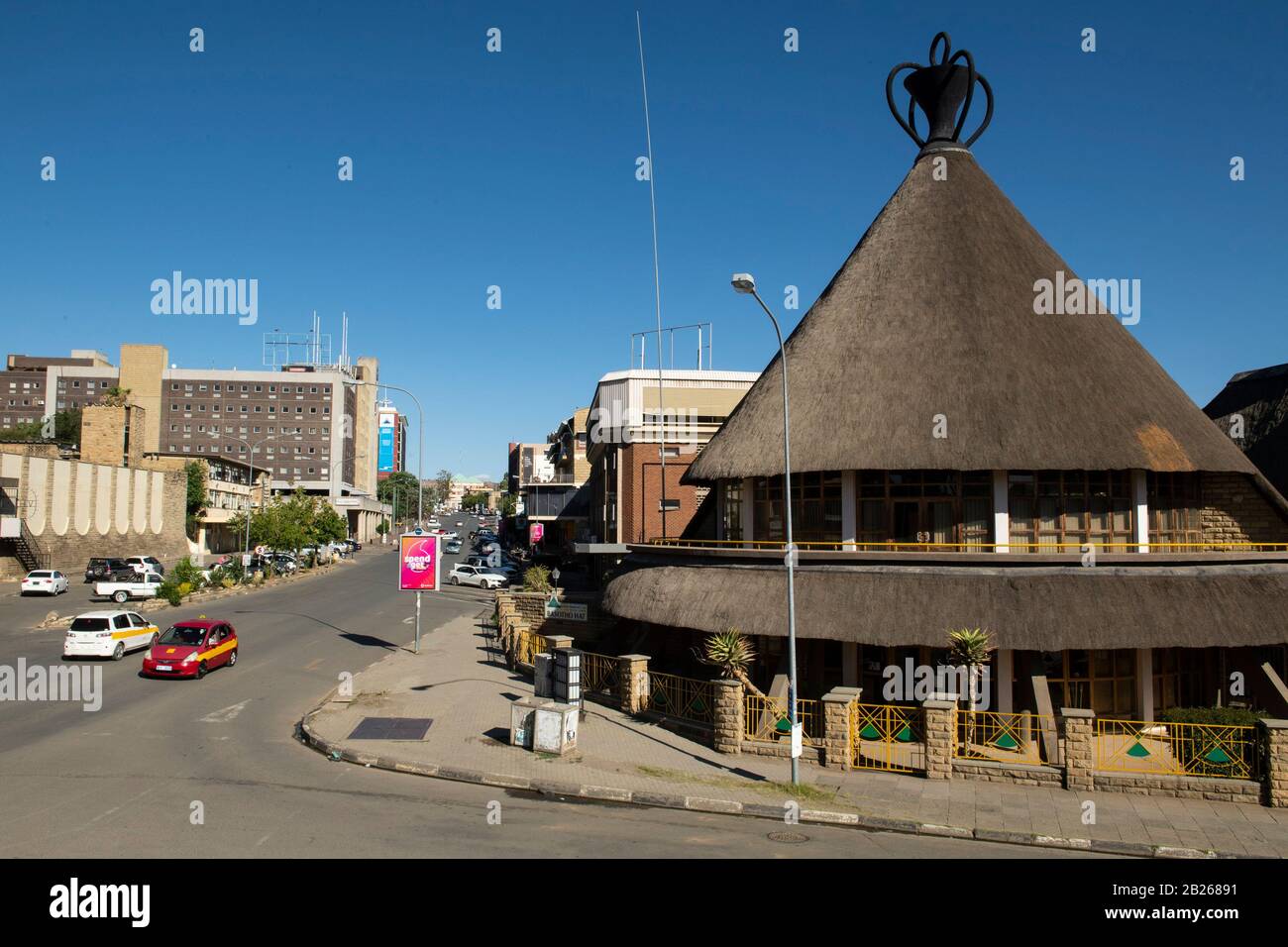 Mokorotlo (Basotho Hat) building, Kingsway, Maseru, Lesotho Stock Photo ...