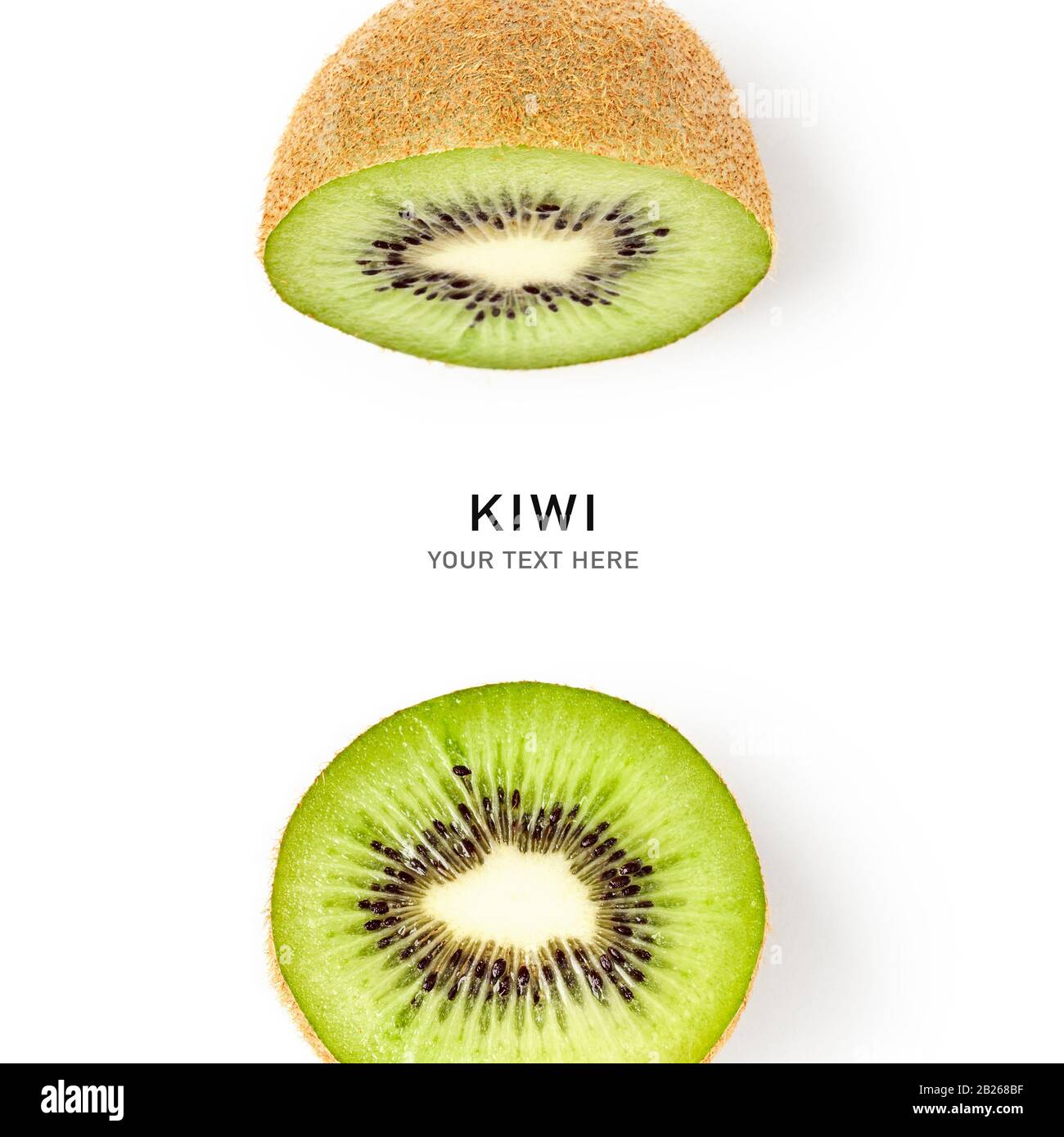 Kiwi fruit composition and creative layout isolated on white background ...