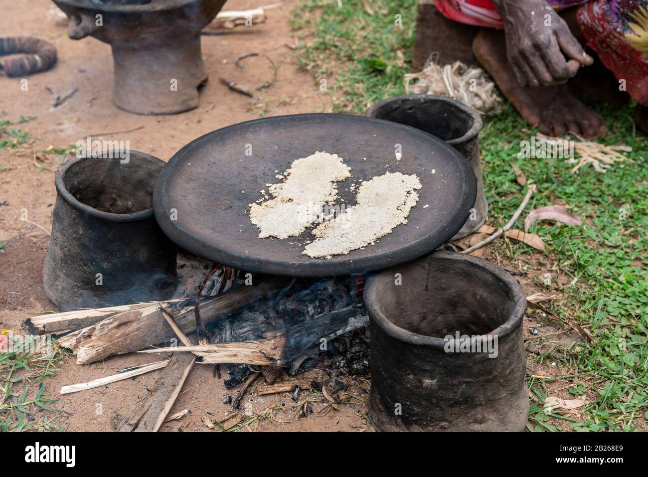 Making of false banana bread-kocho - from the enset plant in a village ...