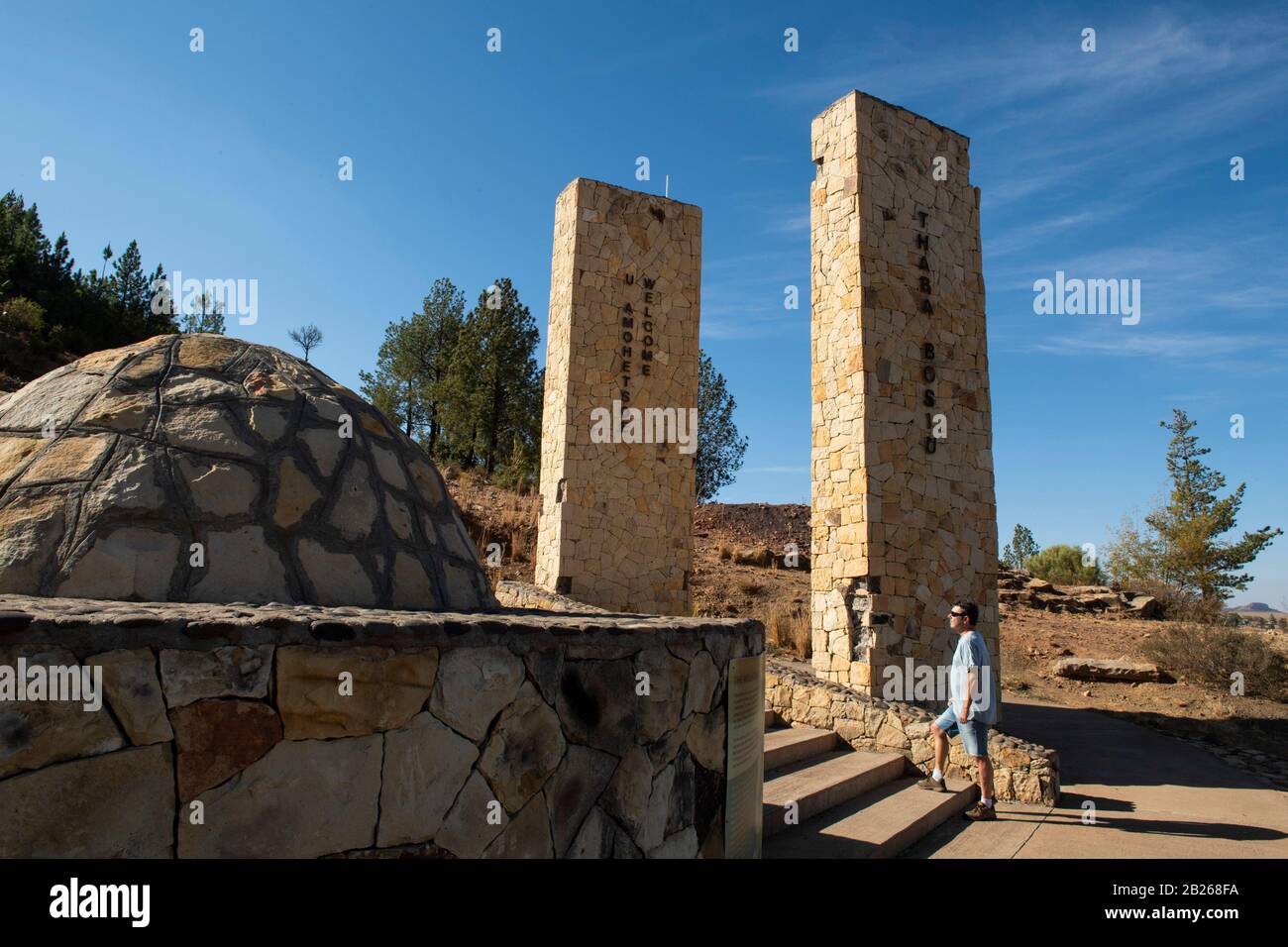 Thaba Bosiu, stronghold of Moshoeshoe the Great in 1824, Lesotho Stock ...