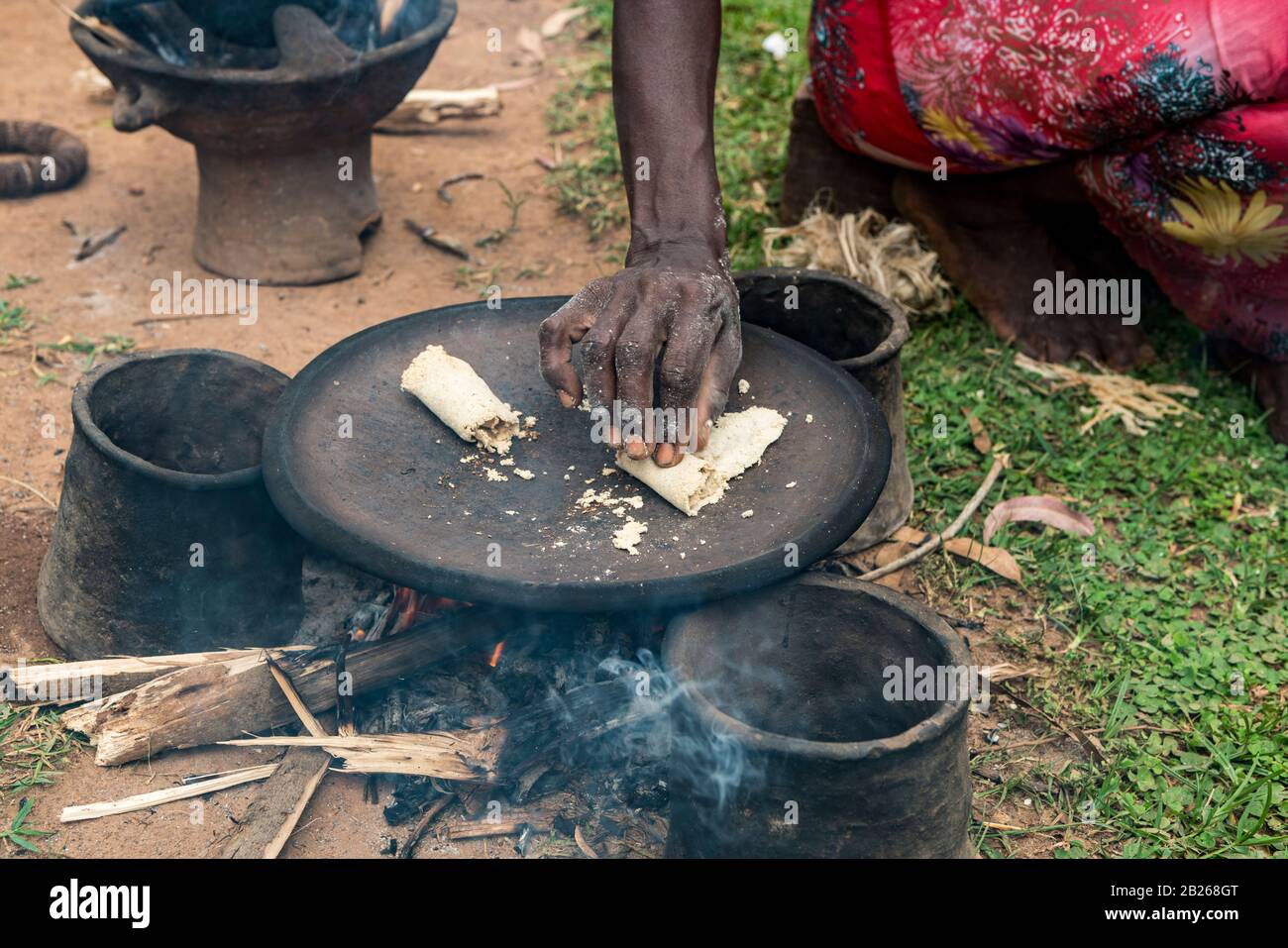 Making of false banana bread-kocho - from the enset plant in a village ...