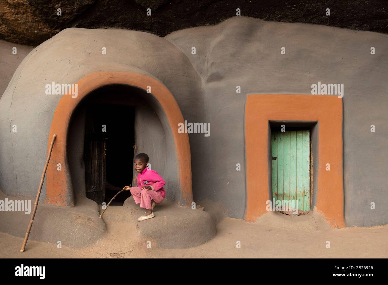Child at Ha Kome cave village, Lesotho Stock Photo - Alamy