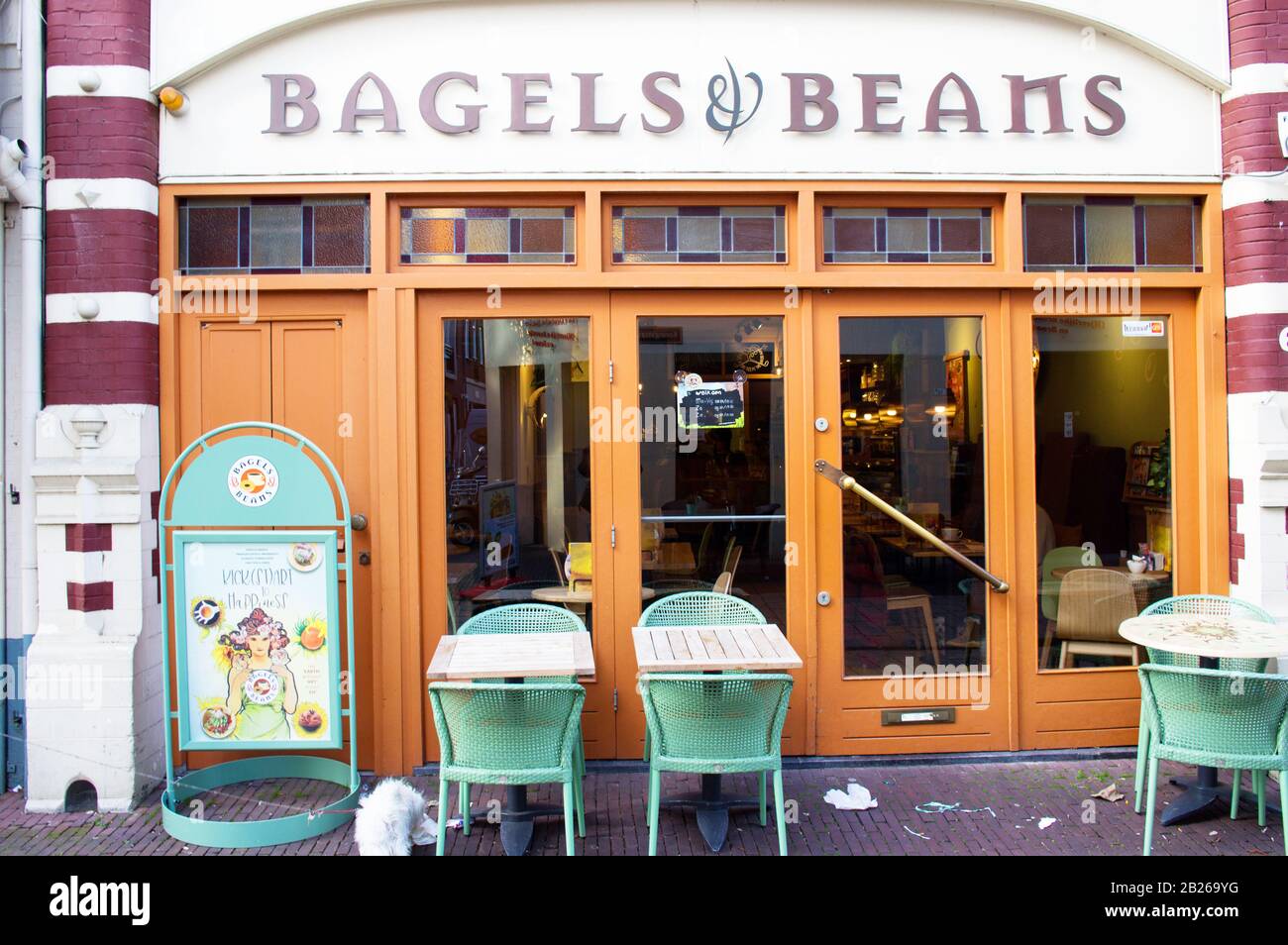Arnhem, Netherlands - February 21, 2020: Entrance of Bagels & Beans in ...