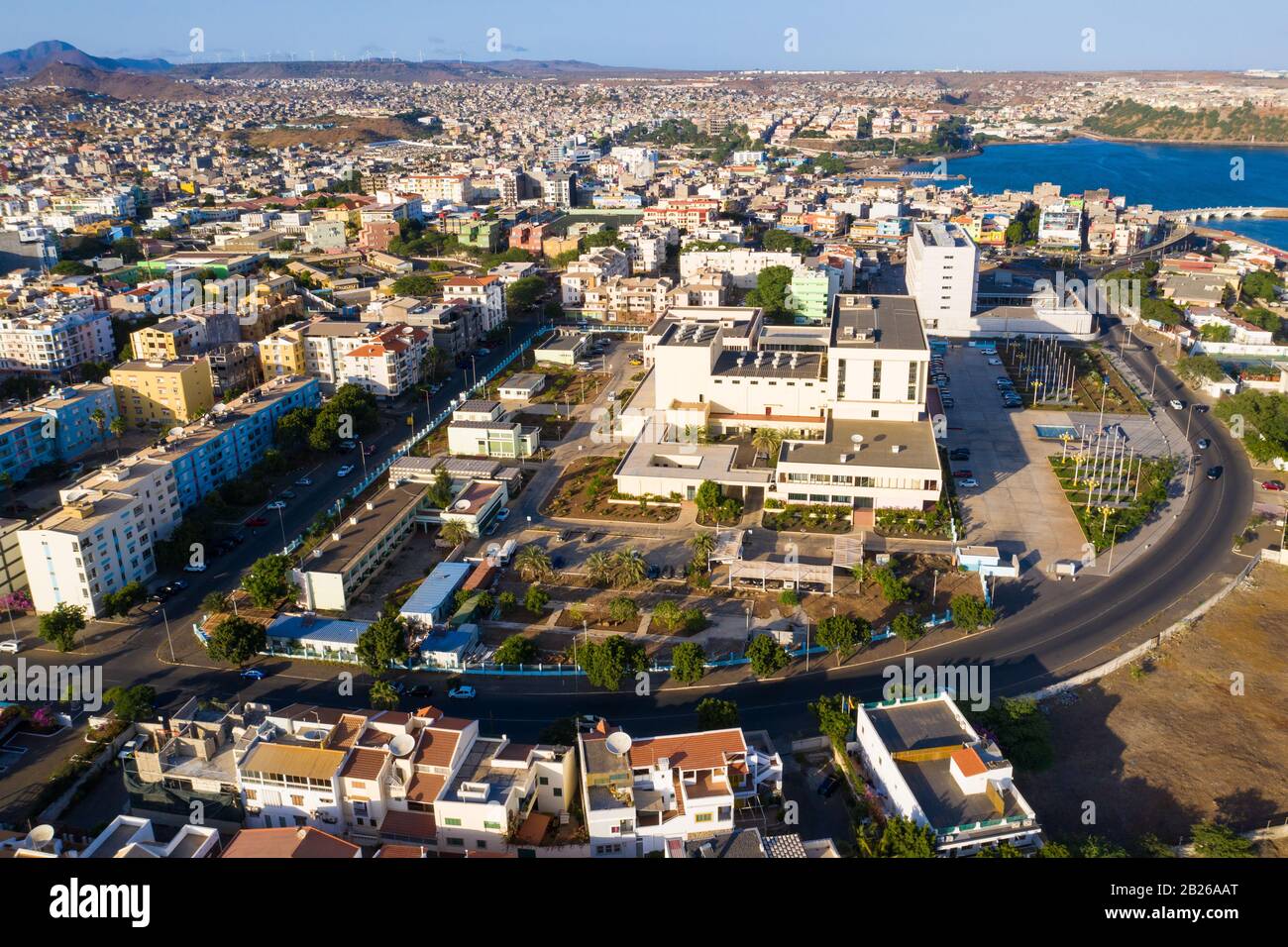 Aerial view of Praia city in Santiago - Capital of Cape Verde Islands ...