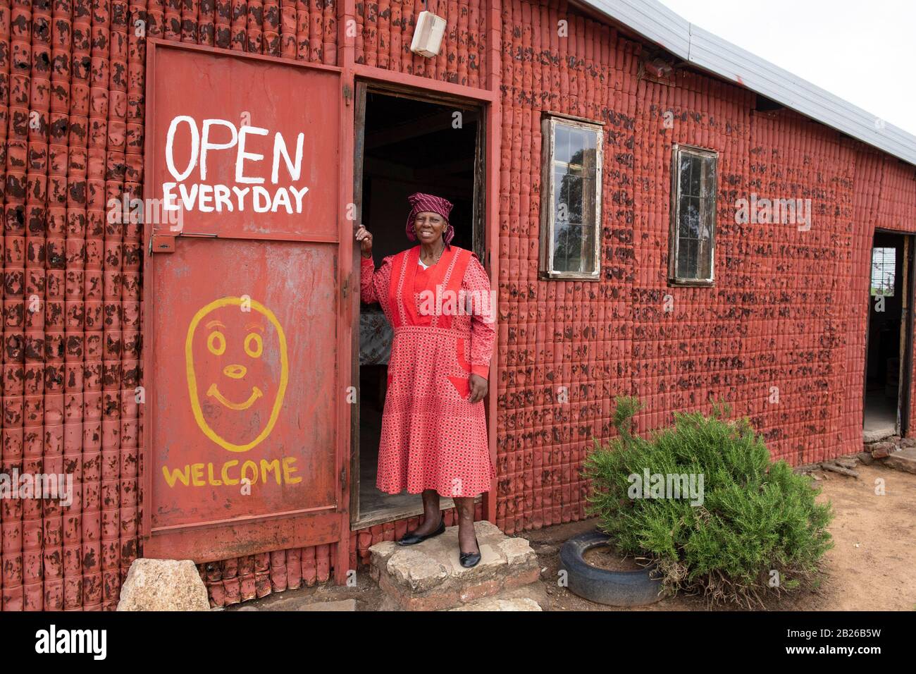 Craft shop made from recycled cans, Teyateyaneng, Lesotho Stock Photo ...