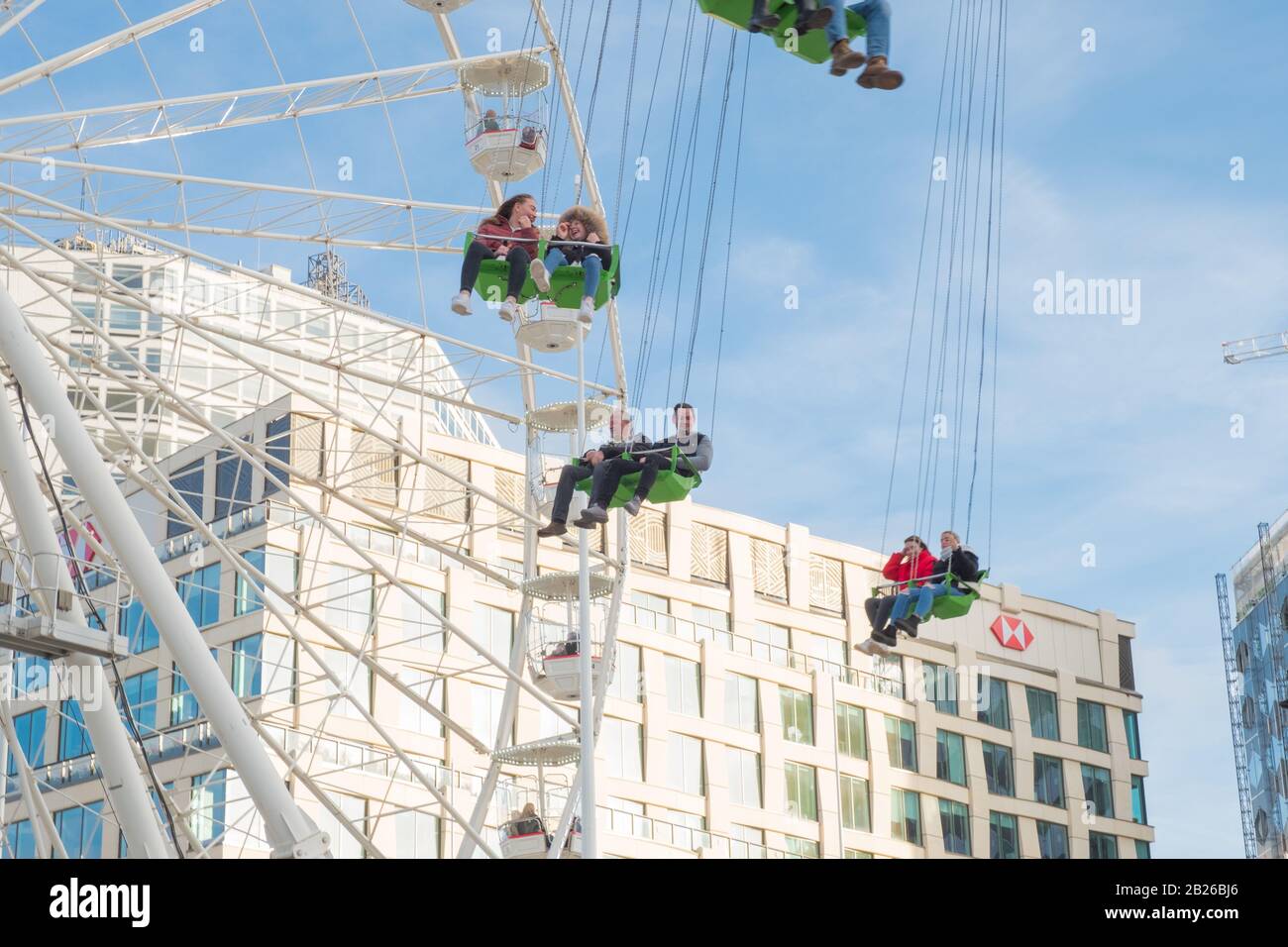 Fairground rides, Centenary Square, Birmingham, England Stock Photo - Alamy