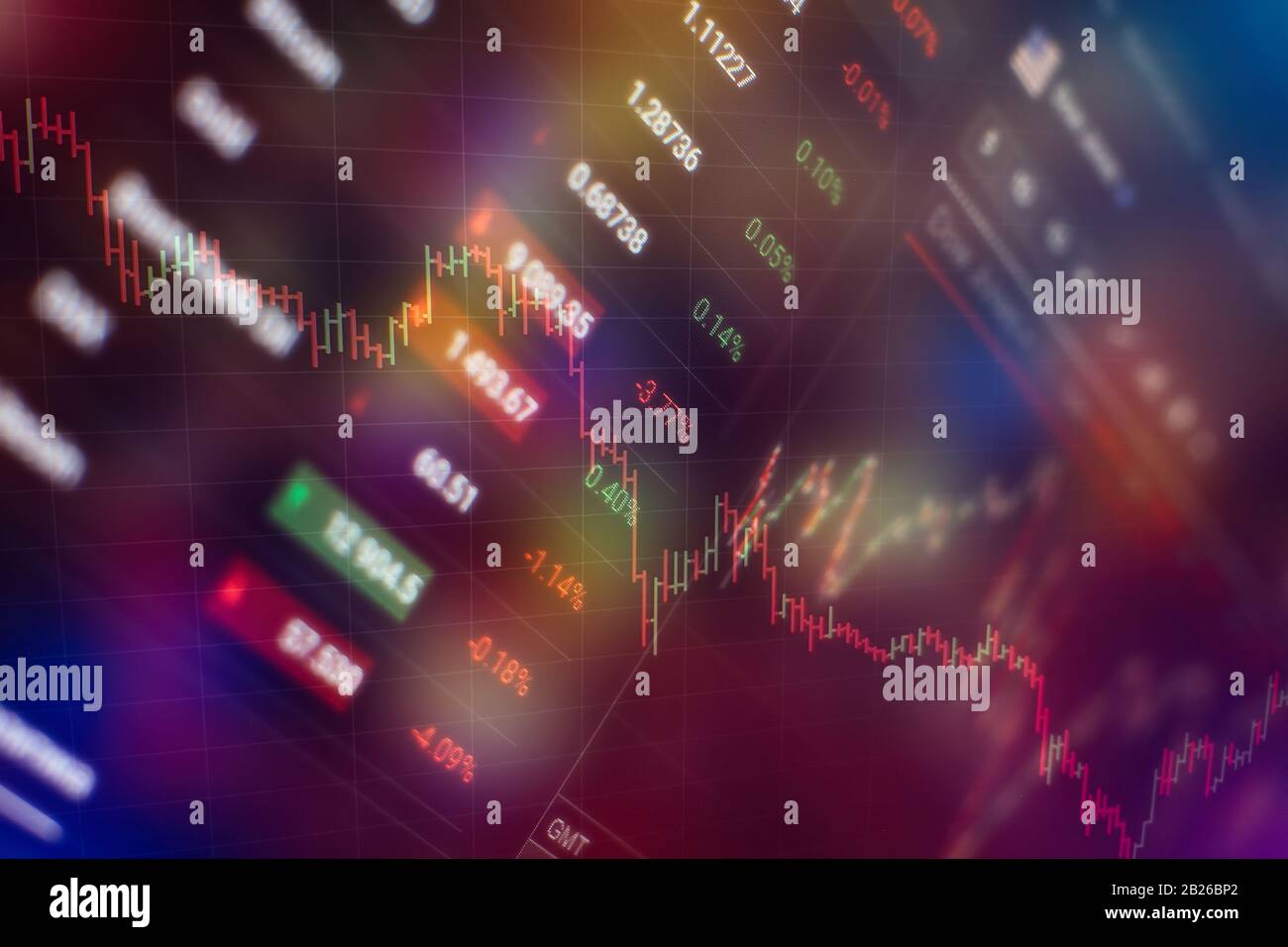 Stock index on the computer monitor . Financial data on a monitor which ...