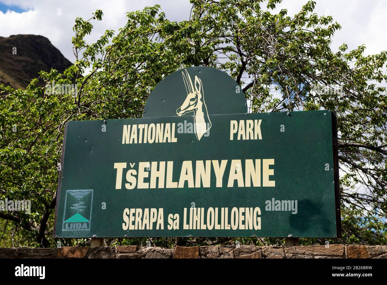Entrance sign, Ts'ehlanyane National Park, Lesotho Stock Photo - Alamy