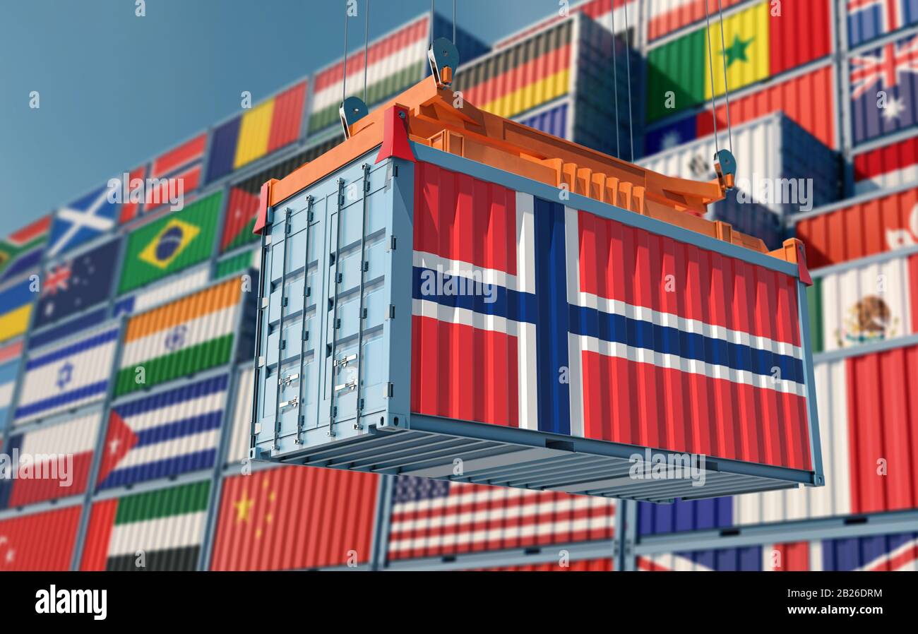 Freight container with Norway flag. 3D Rendering Stock Photo - Alamy
