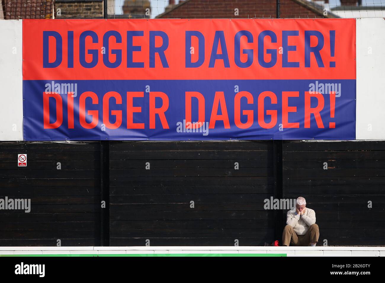 Giant Digger Dagger! signage during Dagenham & Redbridge vs Barnet ...