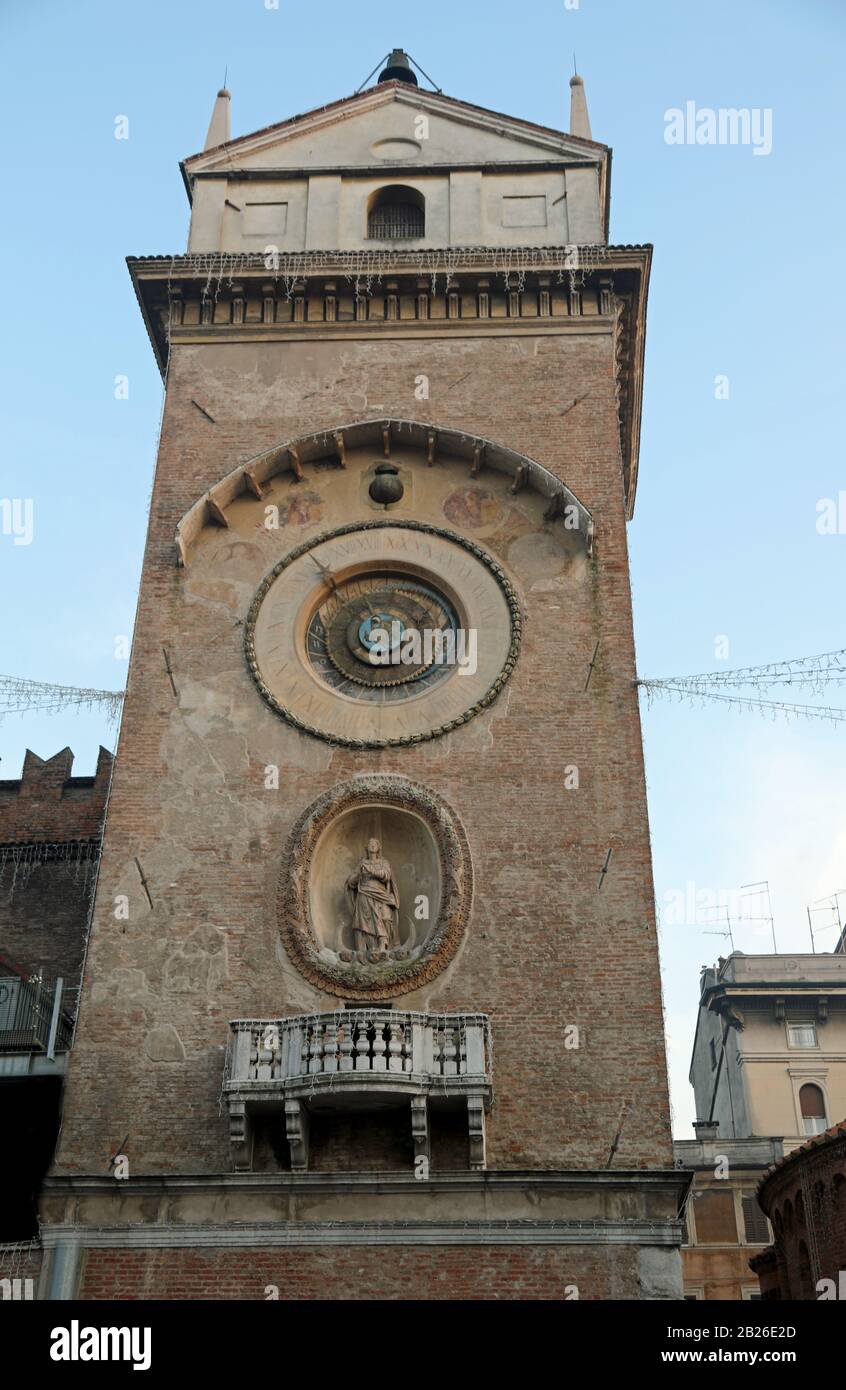 medieval clock tower in Piazza delle Erbe in Mantua Stock Photo - Alamy