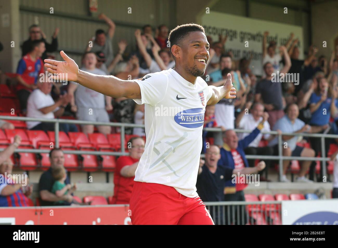 Angelo Balanta of Dagenham and Redbridge scores the second goal for his ...