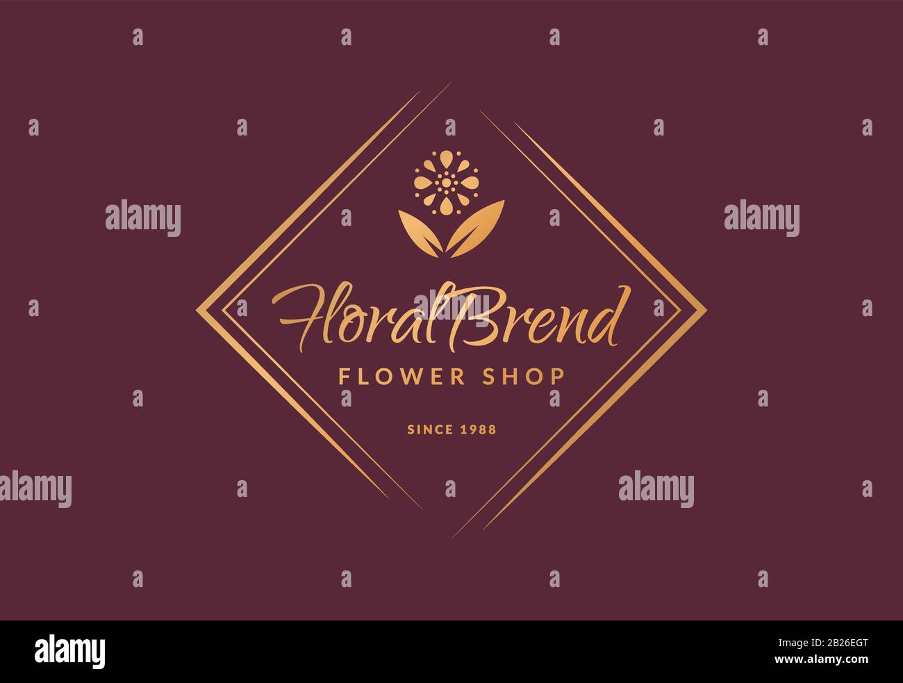 Flower shop logo. Elegant golden floral emblem isolated on clean ...