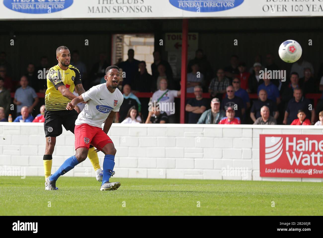 Angelo Balanta of Dagenham scores the third goal for his team during ...