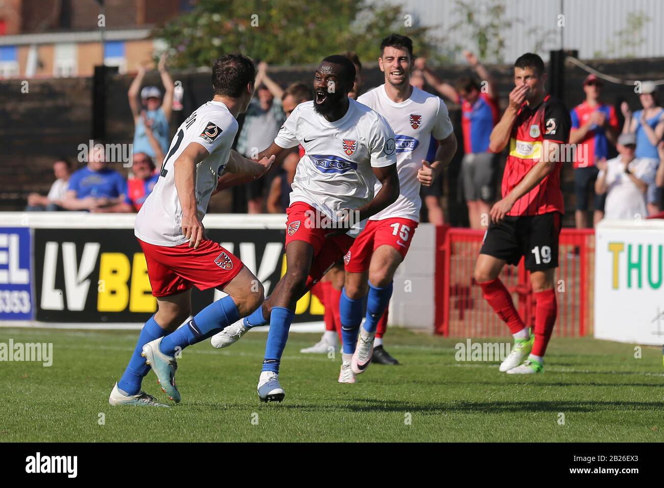 Emmanuel Onariase of Dagenham and Redbridge scores the second goal for ...