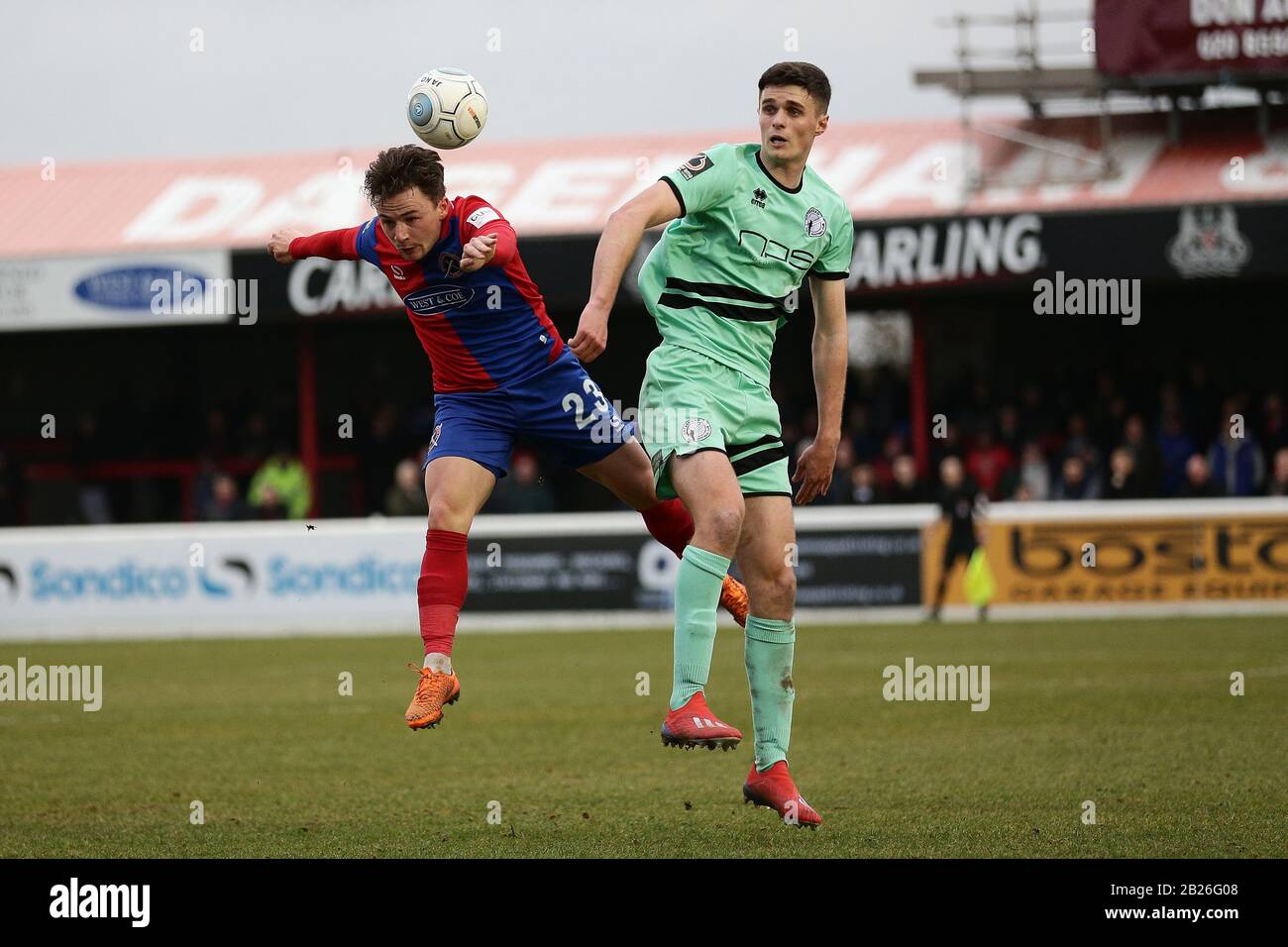 Jack Munns of Dagenham and Elliot Forbes of Gateshead during Dagenham ...