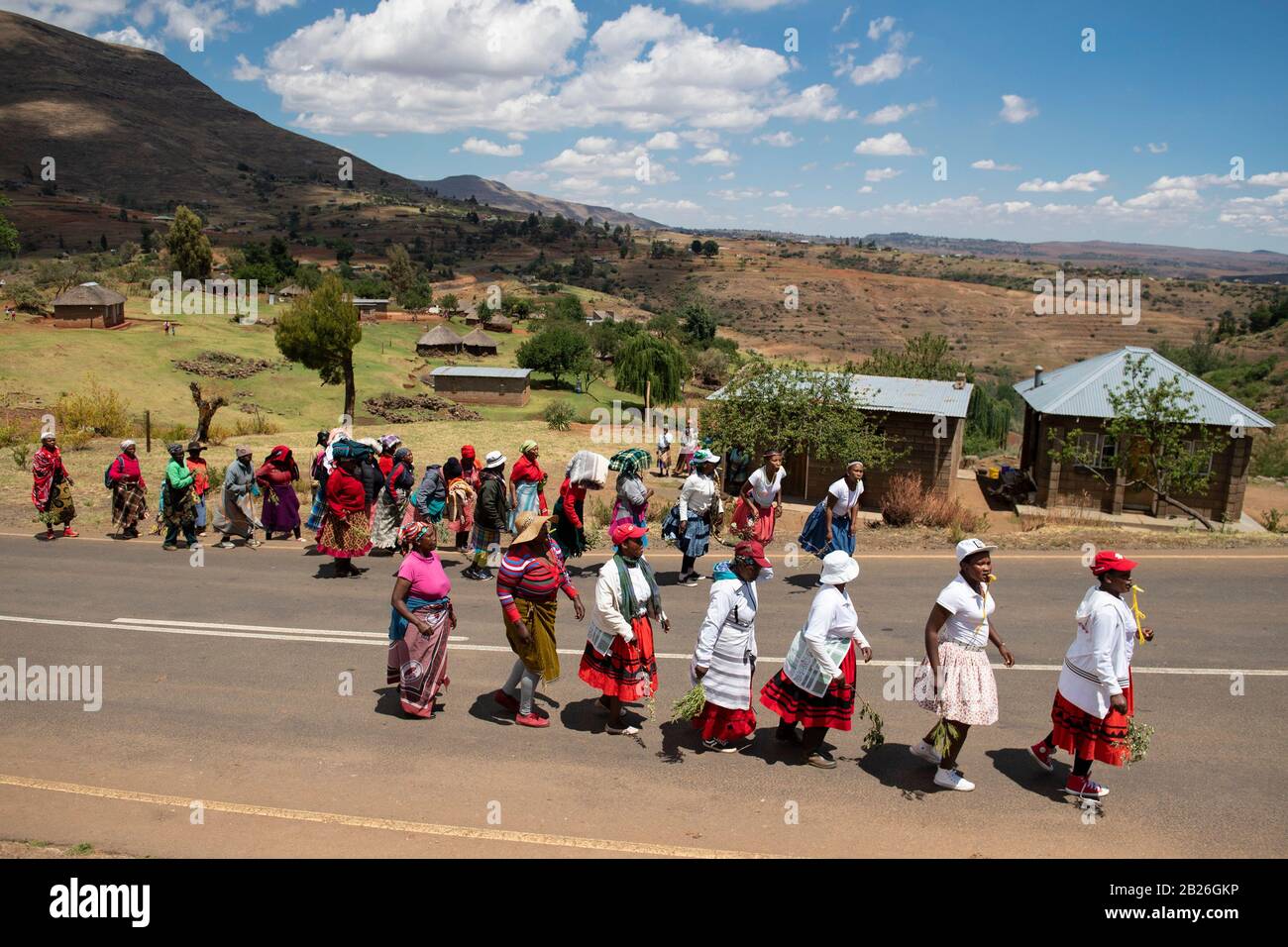 Women dancing in a Basotho initiation ceremony in a village near ...
