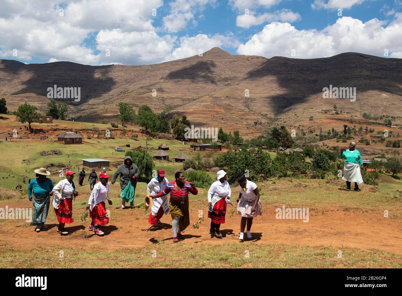 Women dancing in a Basotho initiation ceremony in a village near ...