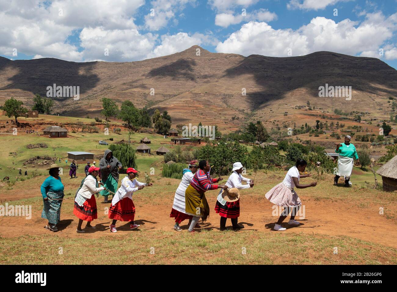 Women dancing in a Basotho initiation ceremony in a village near ...