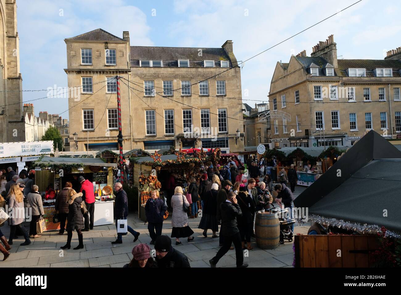 Bath, UK/ November 2018: Tourists and locals shop for local Christmas ...