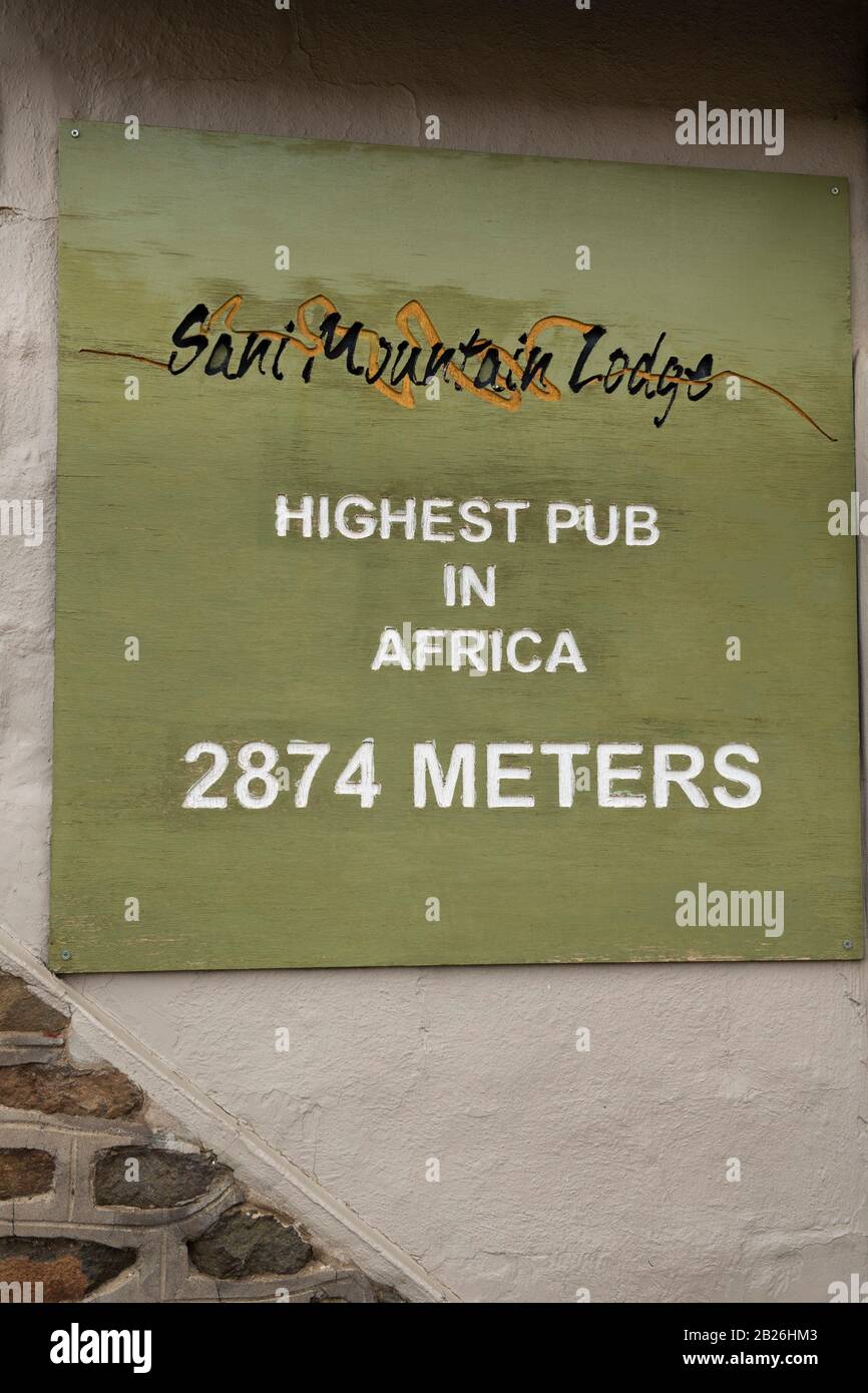 The highest pub in Africa, Sani Mountain Lodge, Lesotho Stock Photo - Alamy