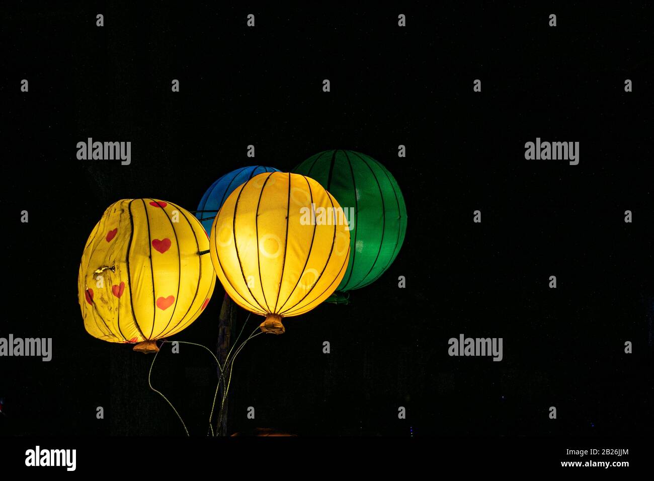 Illuminated Chinese balloon lanterns at the 'Lightopia' light festival ...