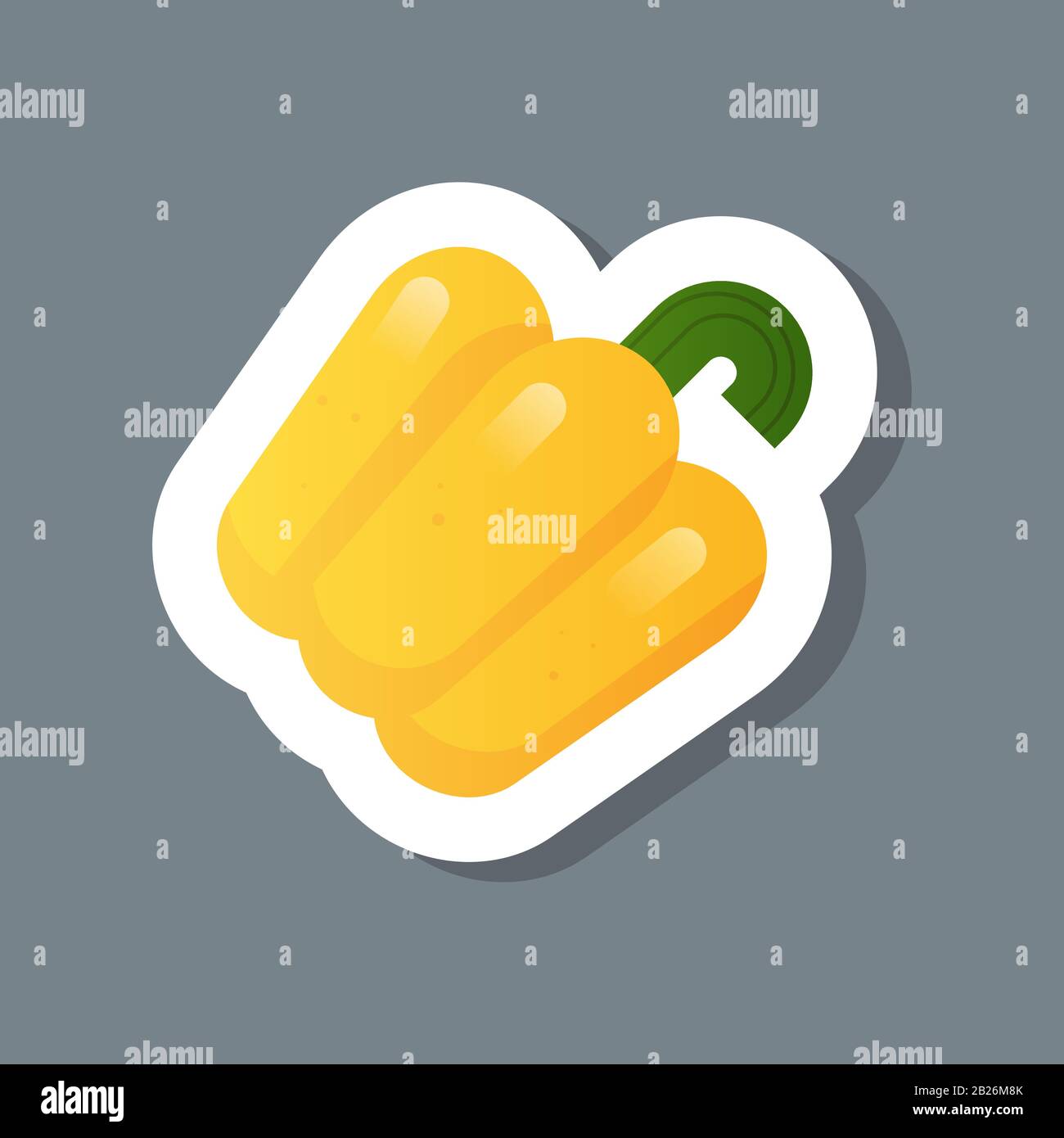 fresh yellow pepper sticker tasty vegetable icon healthy food concept ...