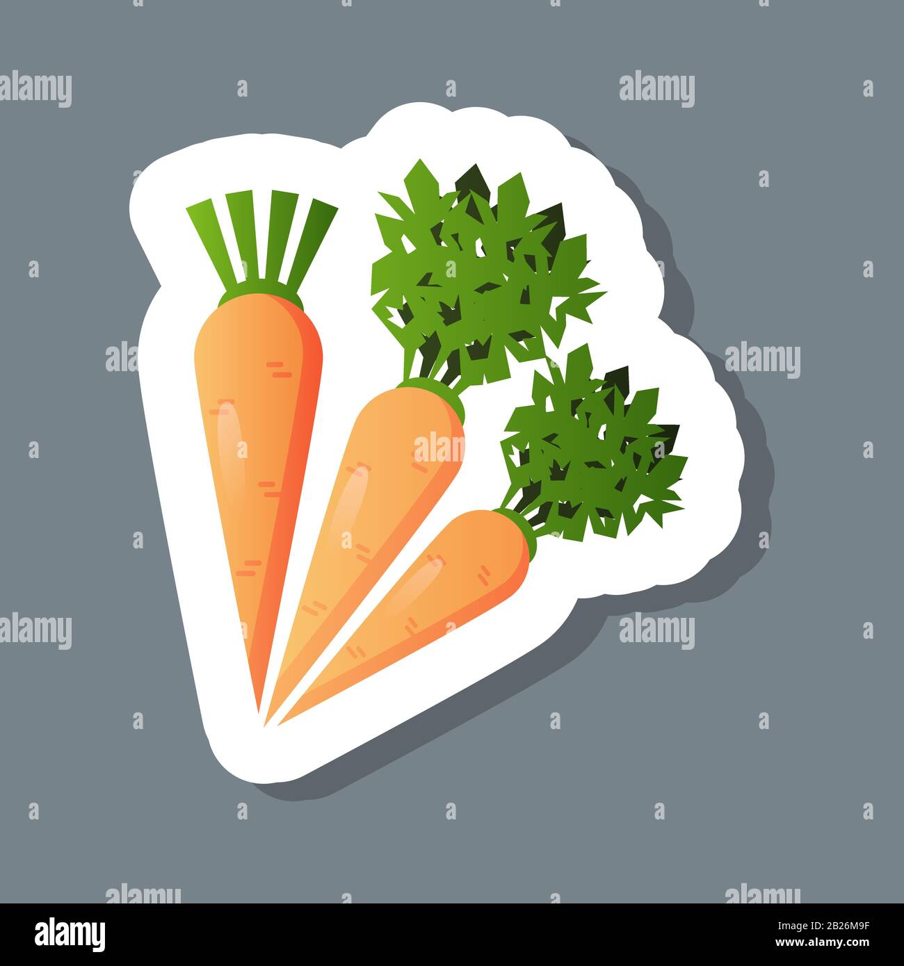 fresh carrot sticker tasty vegetable icon healthy food concept vector ...
