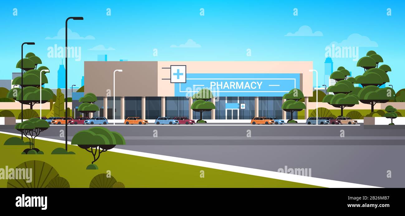 modern drugstore front view pharmacy store building exterior in ...