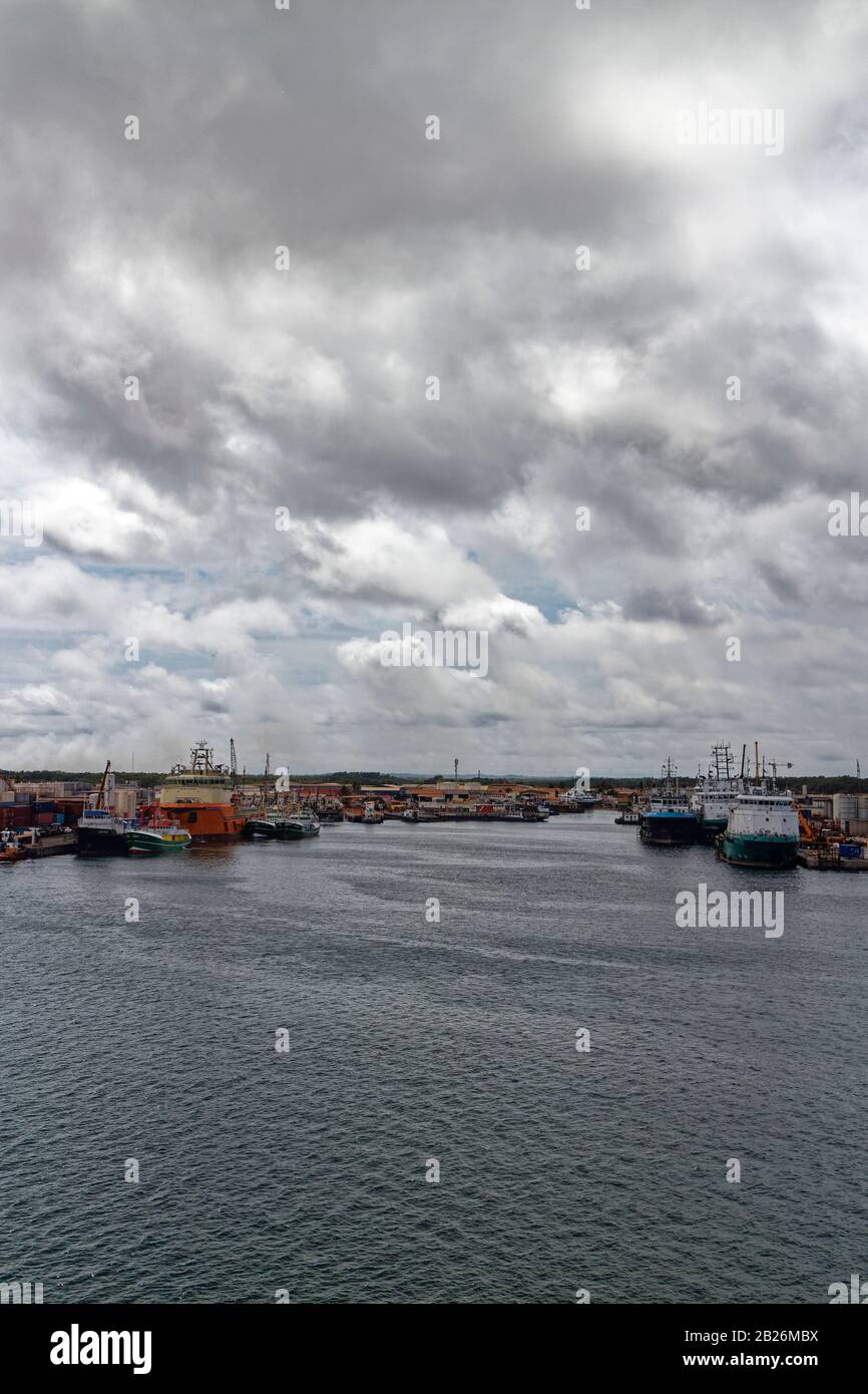 Offshore Supply Vessels and Fishing Boats moored alongside a Side Quay ...