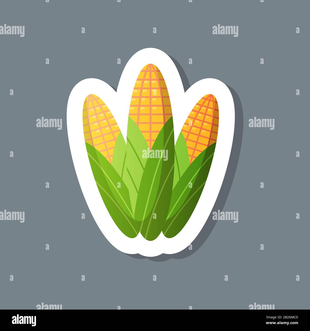 fresh corn sticker tasty vegetable icon healthy food concept vector ...