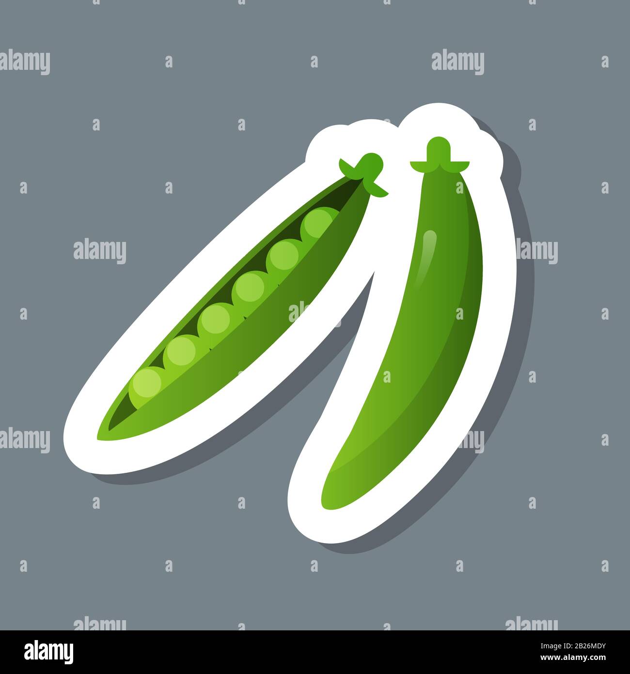 fresh green pea pod with beans sticker tasty vegetable icon healthy ...