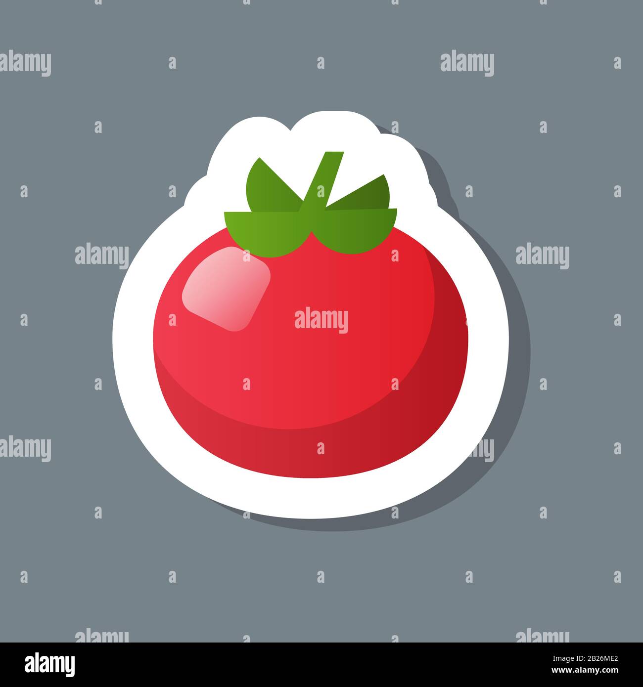 fresh red tomato sticker tasty vegetable icon healthy food concept ...