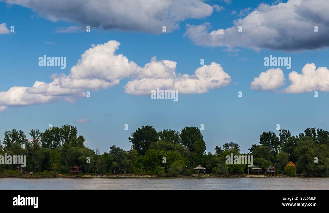 Beautiful landscape, river Danube, forest, houses Stock Photo - Alamy