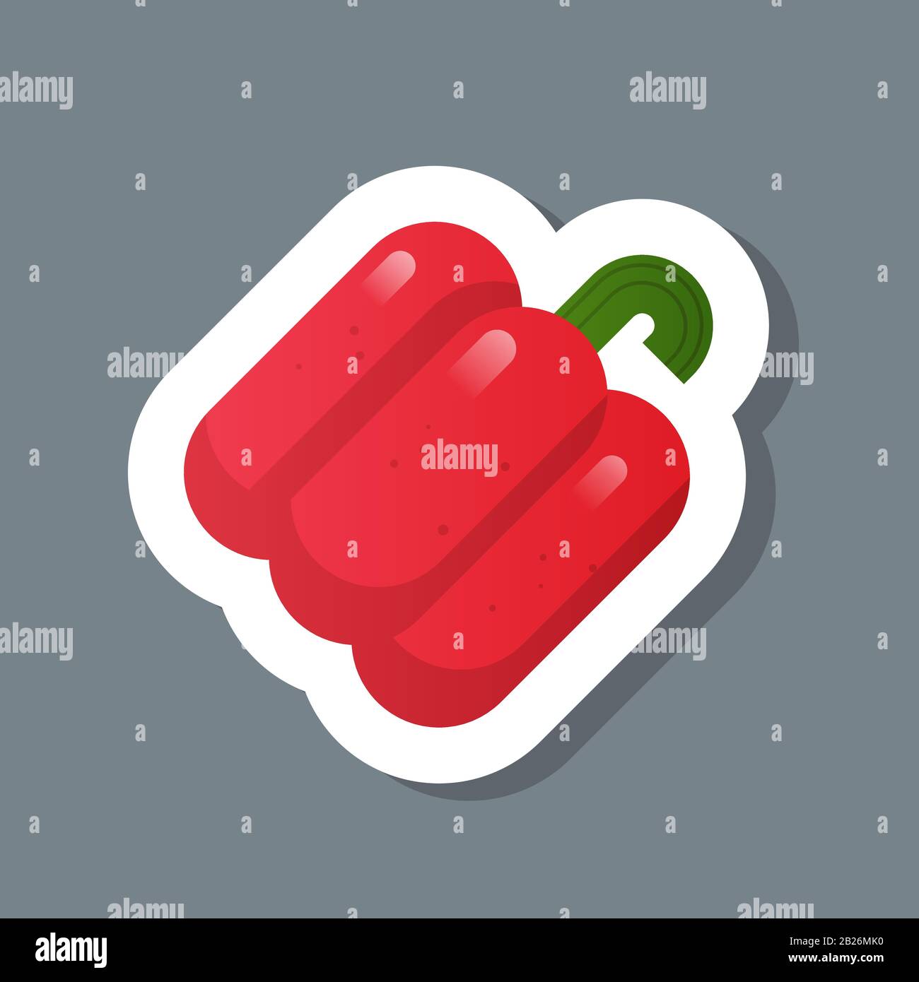 fresh red pepper sticker tasty vegetable icon healthy food concept ...