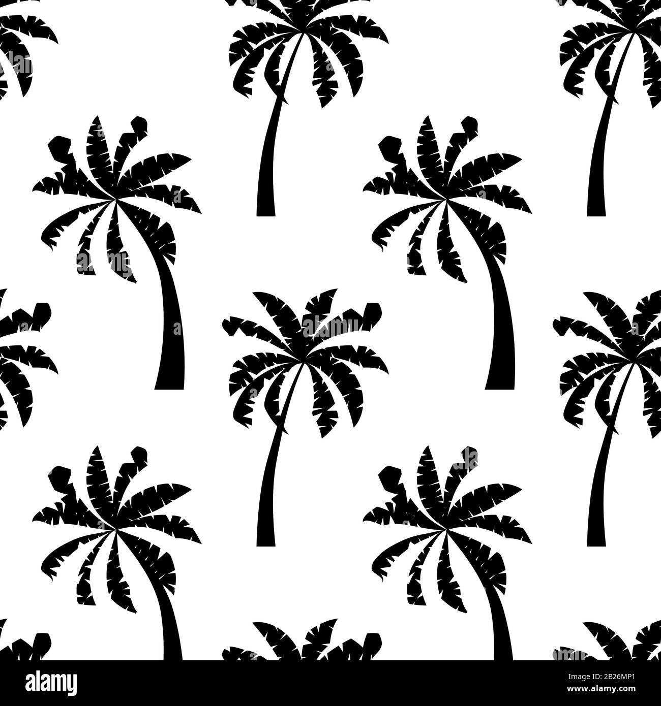 Black palm trees seamless pattern isolated on white background Stock ...