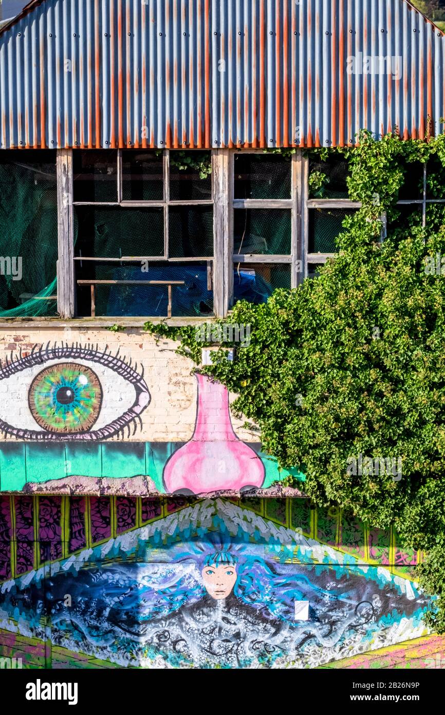 Neglected buildings, spray paint art, graffiti art, urban buildings ...