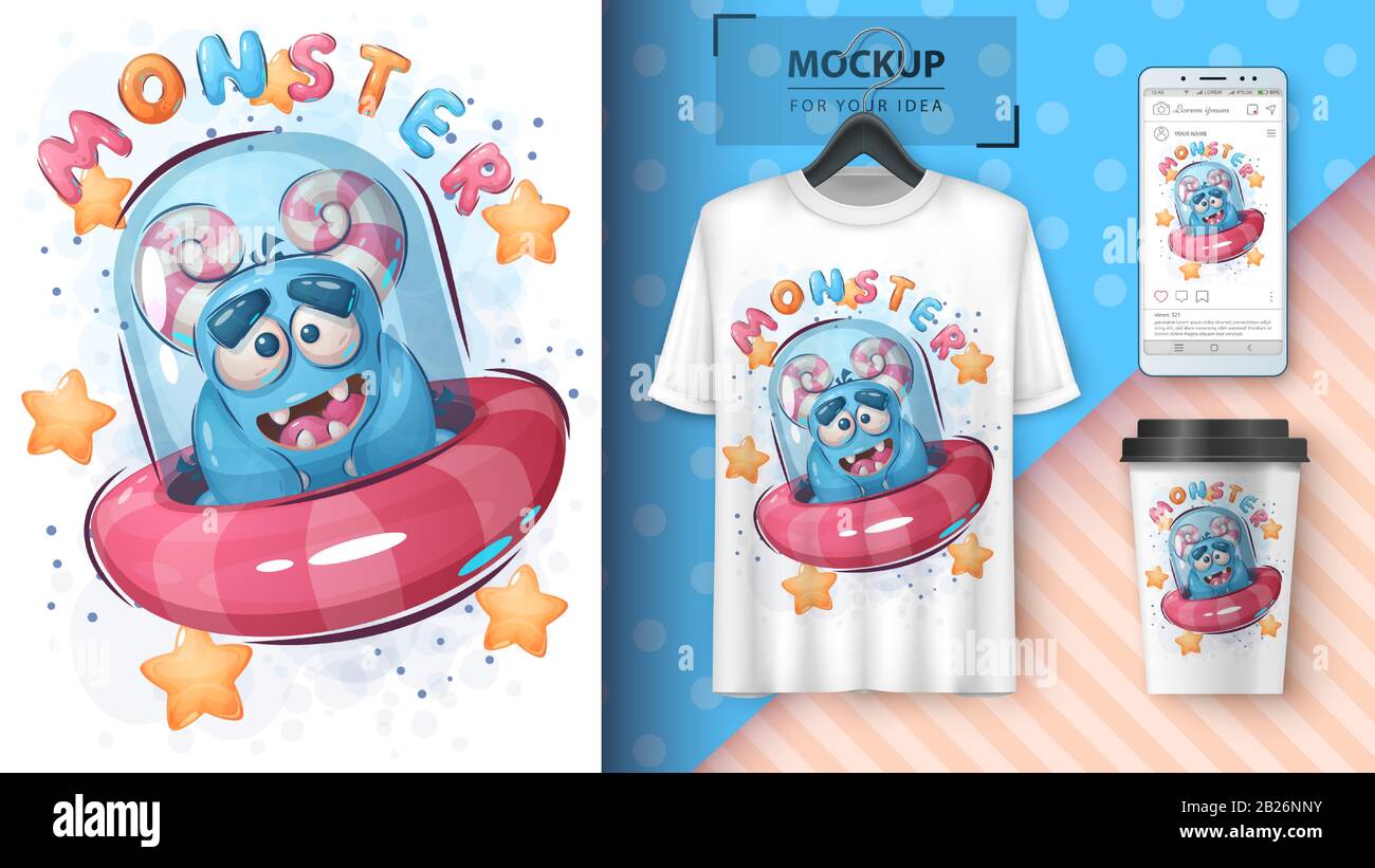 Cute monster poster and merchandising Stock Vector Image & Art - Alamy