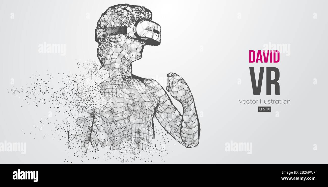 VR headset holographic low poly wireframe. Abstract silhouette of the ...