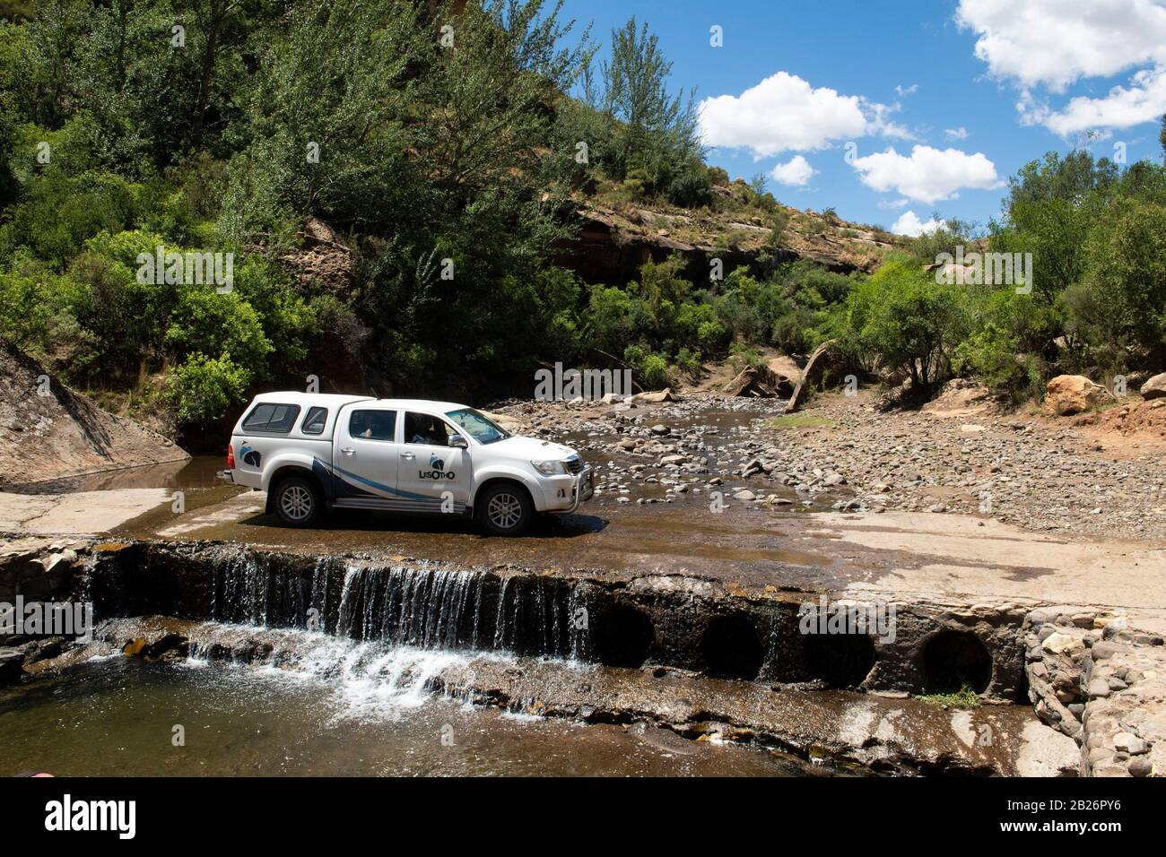4x4 crossing the Makoae River, Southern Lesotho Stock Photo - Alamy